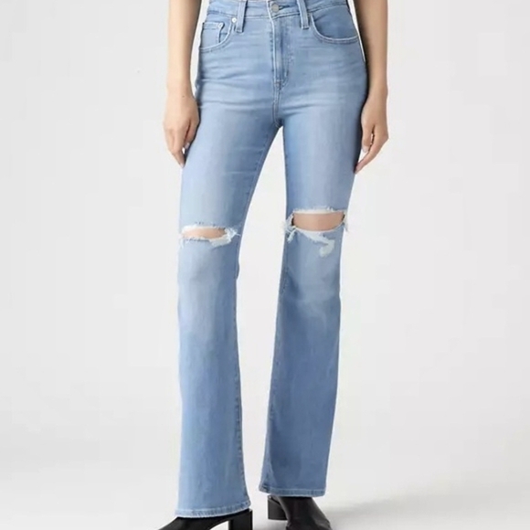 Levi's | Jeans | Levis Light Blue Distressed Flare Jeans | Poshmark